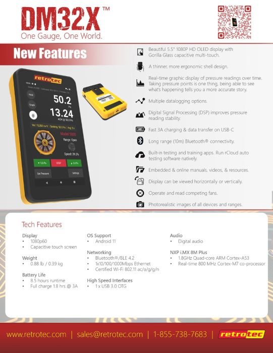 Retrotec DM32x - Dual Channel Touchscreen Manometer – Vent Cap Systems